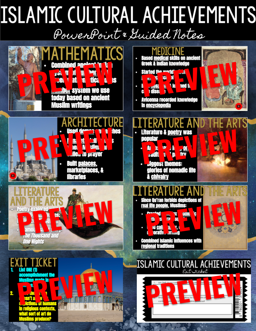 Islamic Cultural Achievements - Warm Up, Exit Ticket, Student & Teacher ...