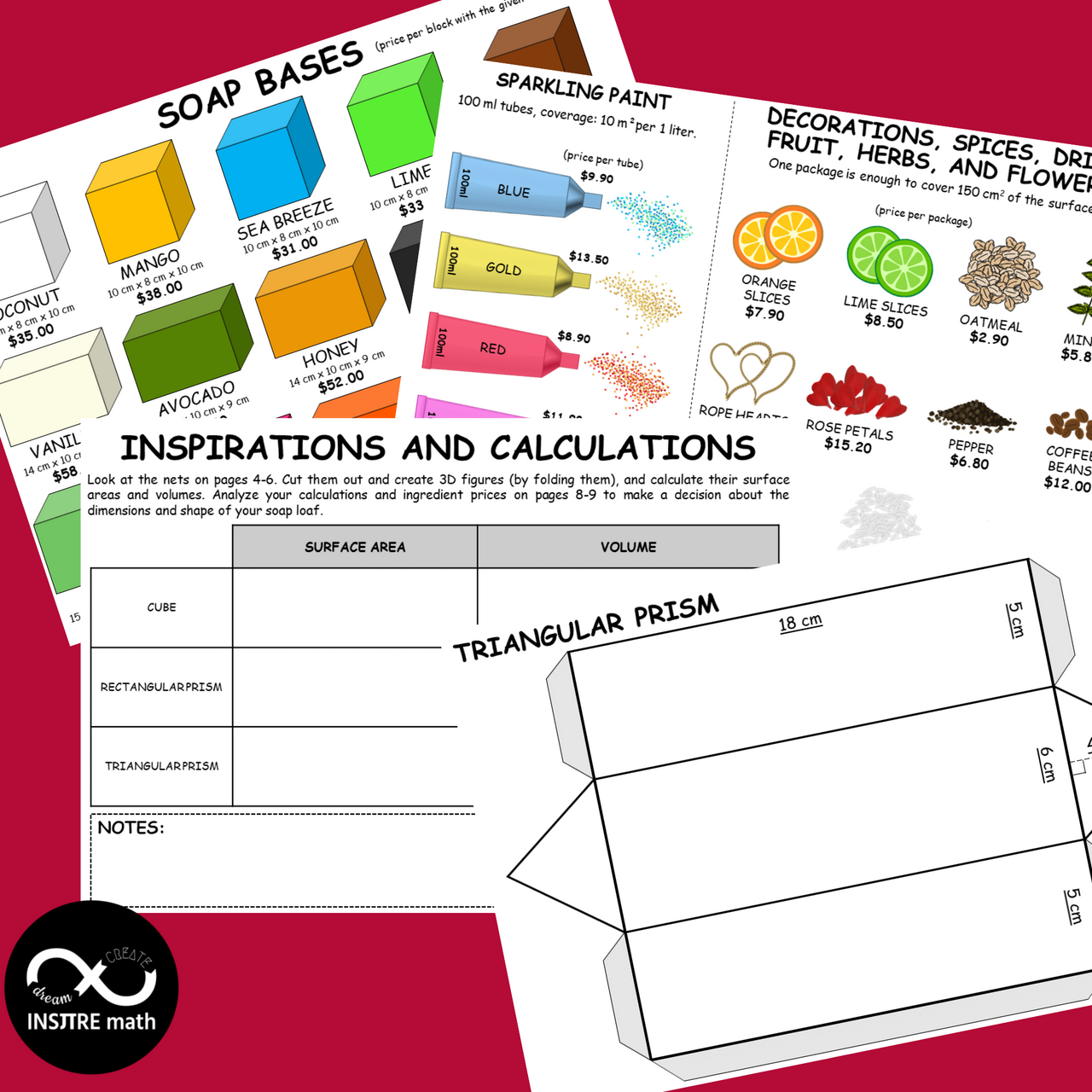 Surface Area and Volume of Prisms Project Based Learning PBL Math ...