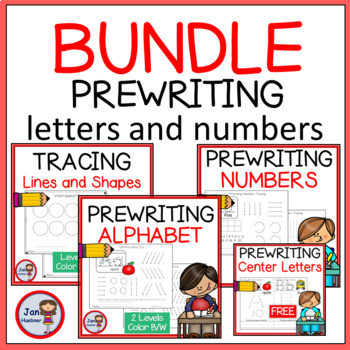 PREWRITING LETTERS NUMBERS BUNDLE Tracing Lines and Shapes Worksheets ...