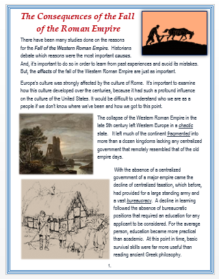Rome - Consequences of the Fall + Assessment - Amped Up Learning