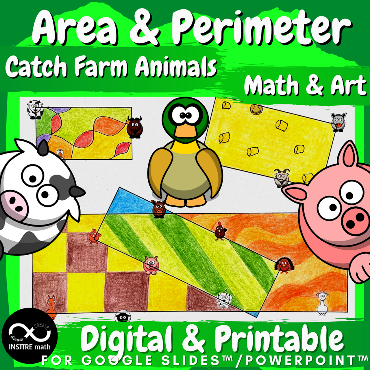 Catch Farm Animals Area & Perimeter Math & Art Project with Ruler ...