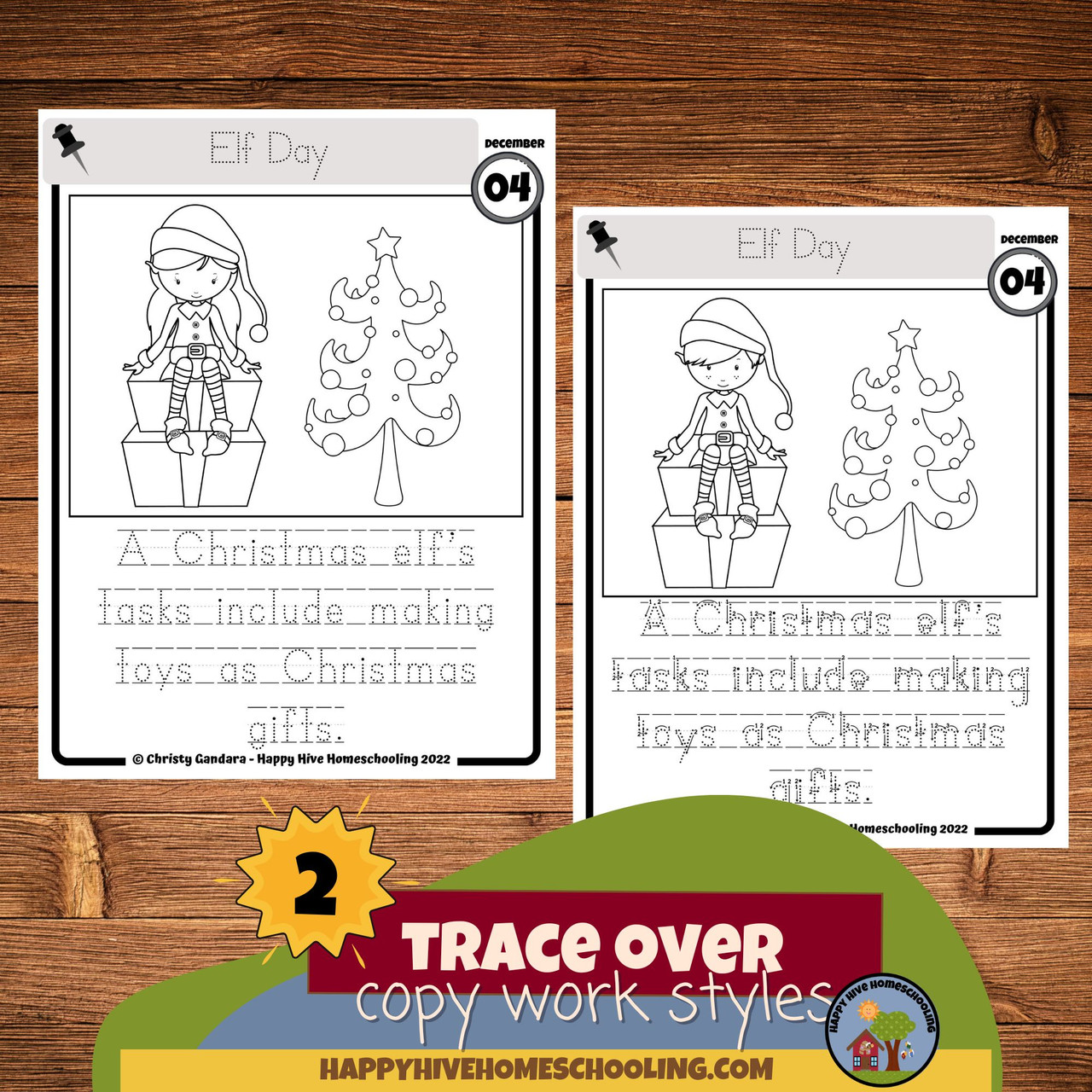 December Copywork Printables - Trace Over