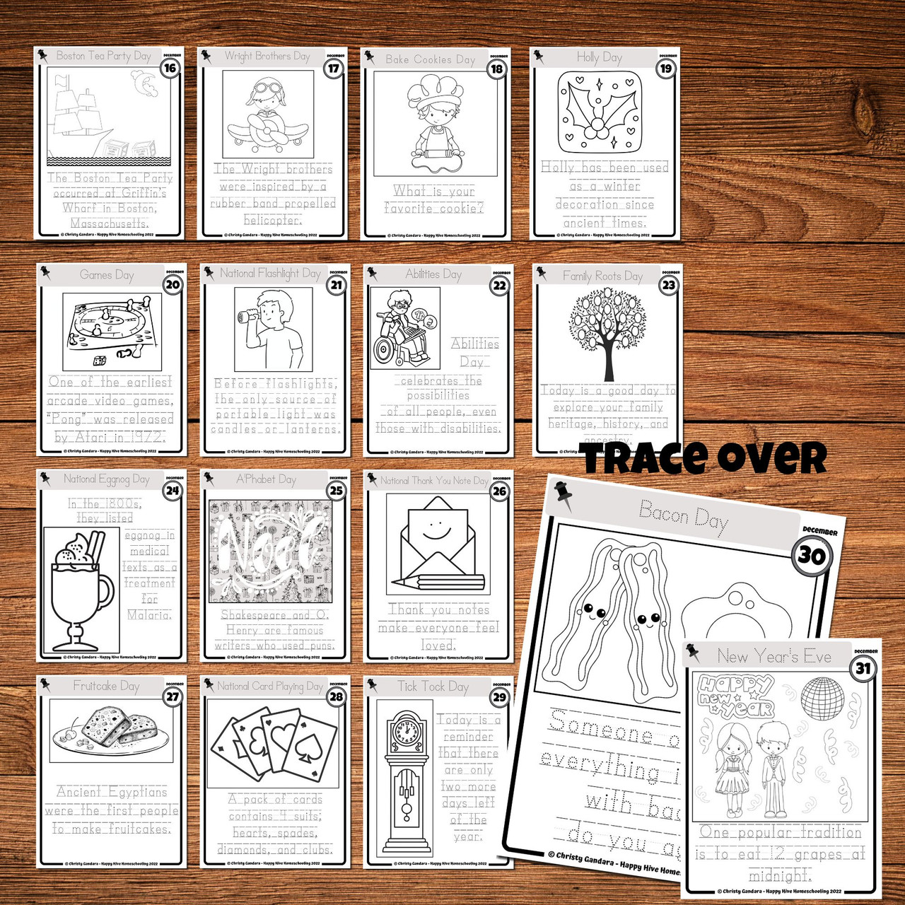 December Copywork Printables - Trace Over