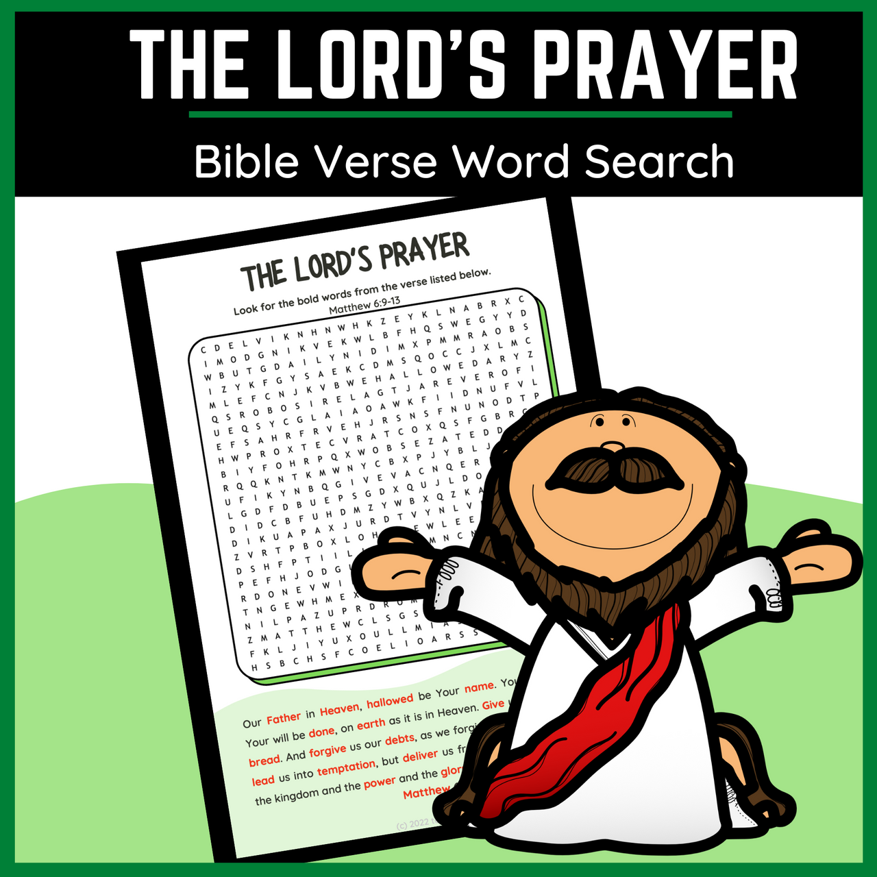 The Lord's Prayer Bible Verse Word Search - Amped Up Learning