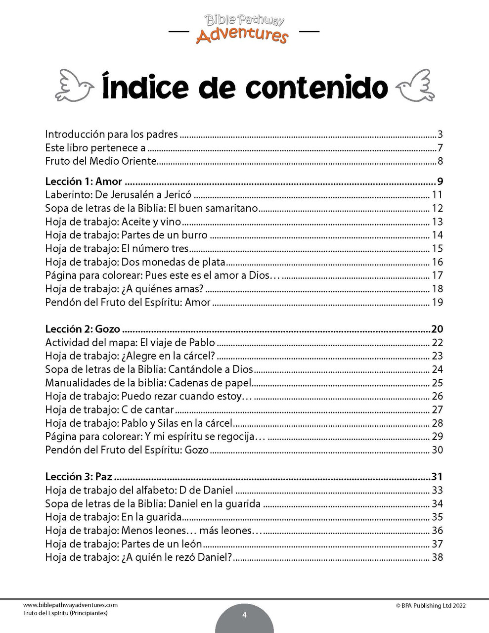 Libro de actividades del Fruto del Espíritu para principiantes
