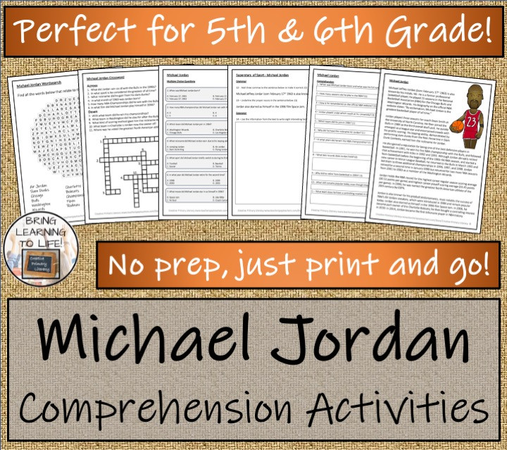 Michael Jordan Close Reading Comprehension Activities | 5th Grade & 6th ...