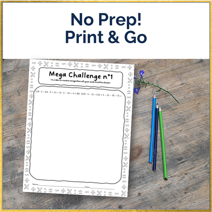 Order of Operations Mega Challenge Activity FREE SAMPLE - Amped Up Learning