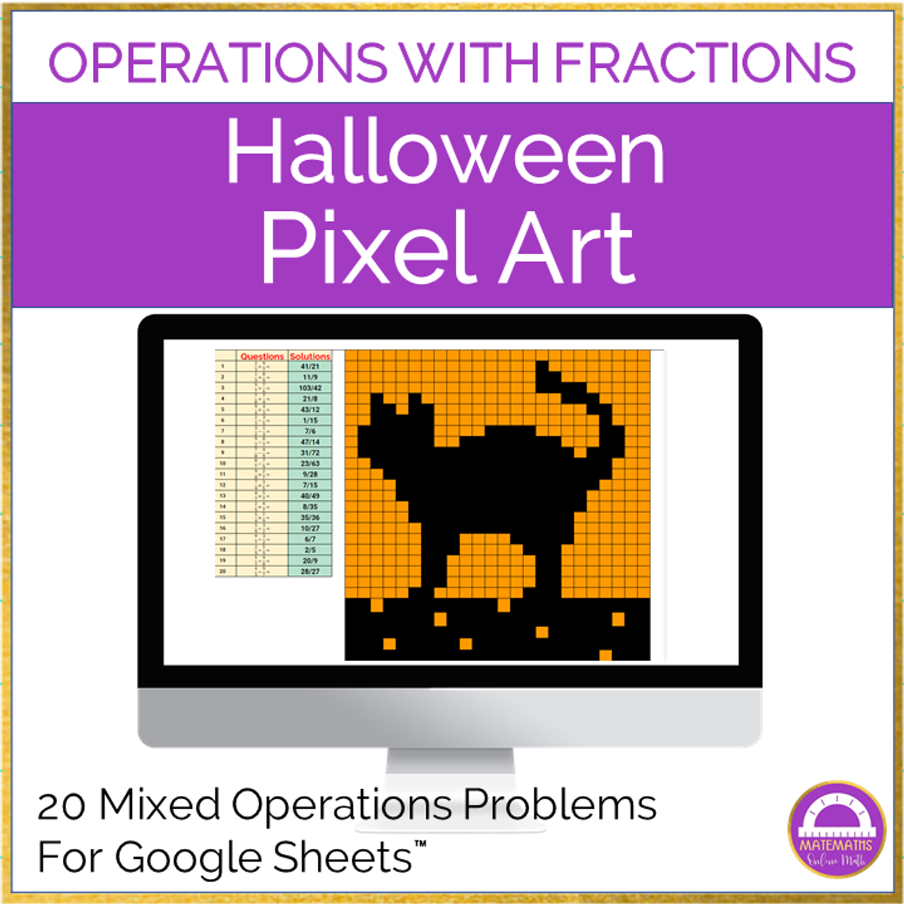Halloween Operations with Fractions Pixel Art Activity - Amped Up Learning
