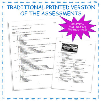 Principles of Government Multiple Choice & Short Answer Test American ...