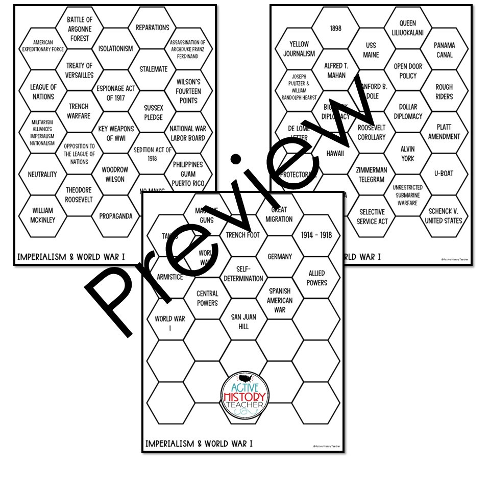 Imperialism & World War I Review Activity Hexagonal Thinking EOC Review ...