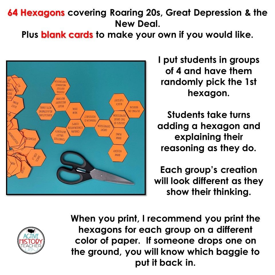 Roaring 20s Great Depression New Deal Hexagonal Thinking EOC Review ...