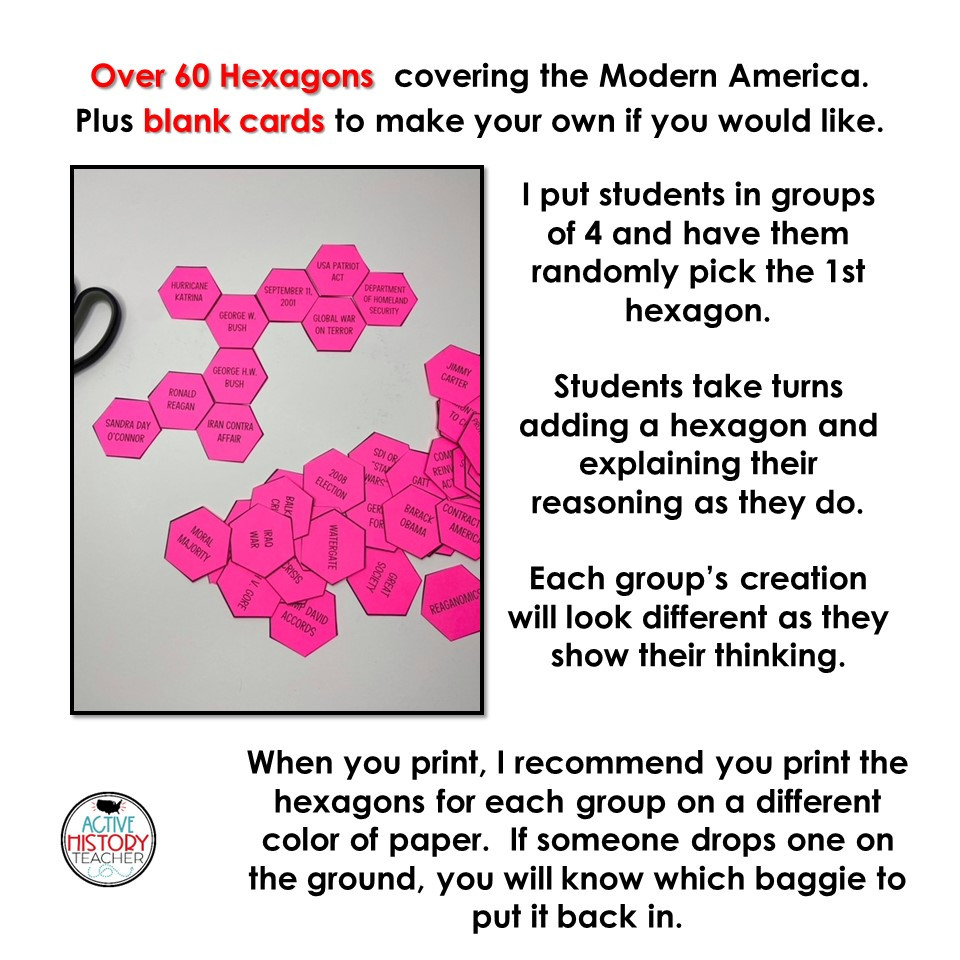 Modern America Review Activity Hexagonal Thinking EOC STAAR Review ...