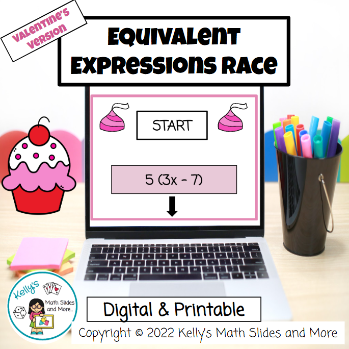 Valentine's Day Equivalent Expressions Race - Digital and Printable ...
