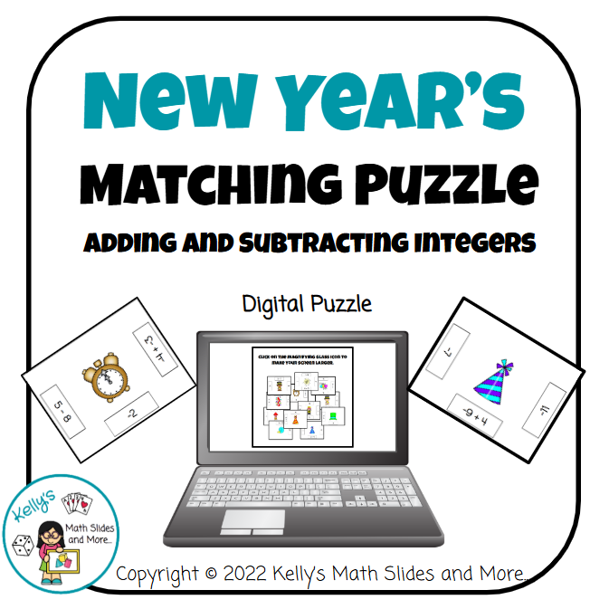 New Year's Puzzle - Adding and Subtracting Integers - Amped Up Learning