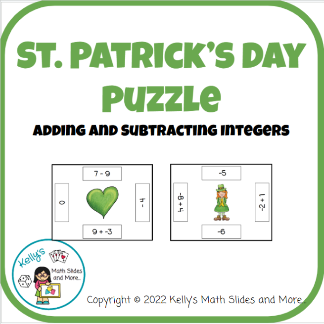 St. Patrick's Day Puzzle - Adding and Subtracting Integers - Amped Up ...