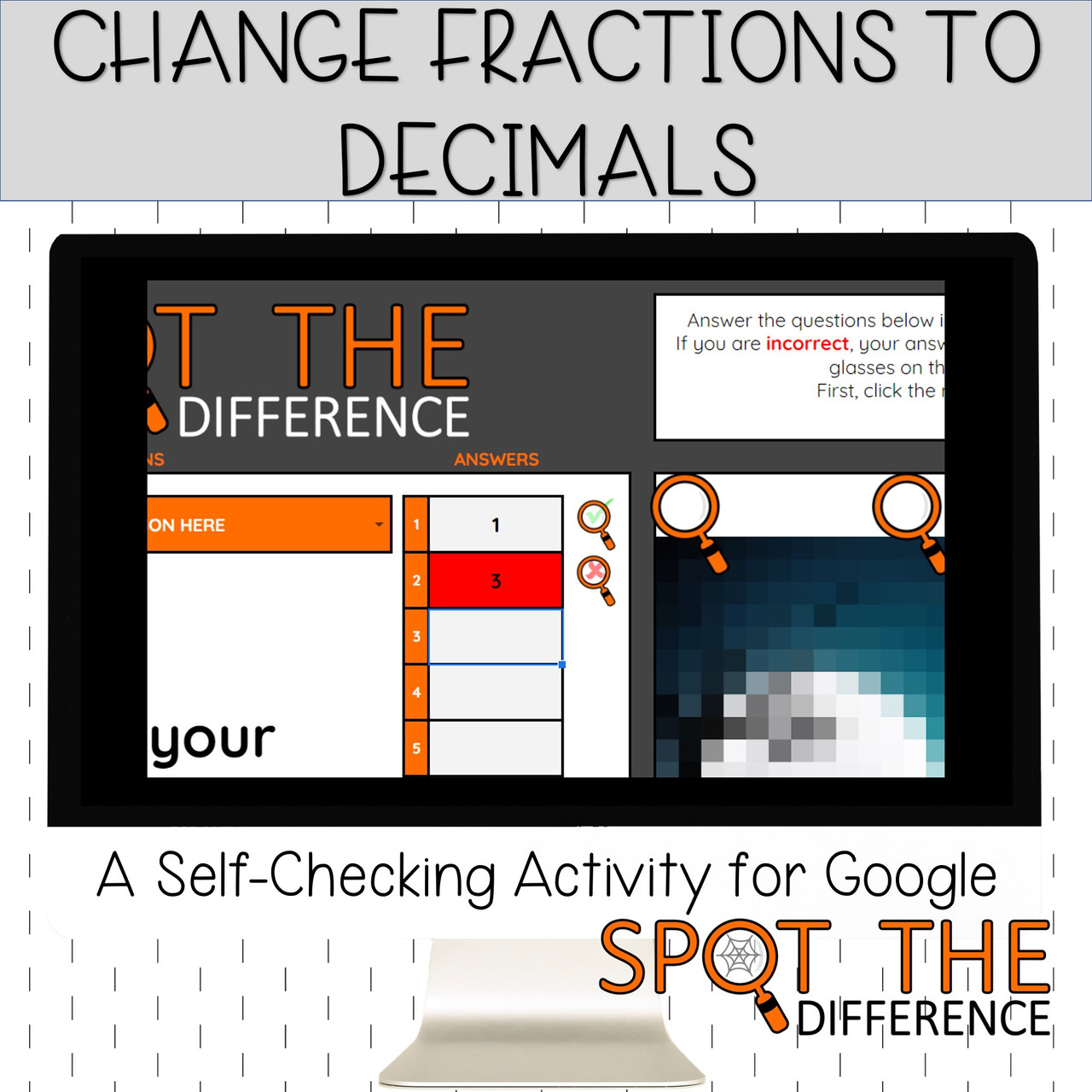 Convert - Change - Fractions to Decimals Self-Checking Digital Activity ...