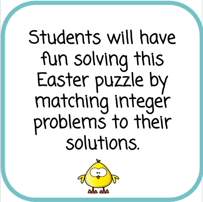 Easter Puzzle - Adding and Subtracting Integers - Amped Up Learning