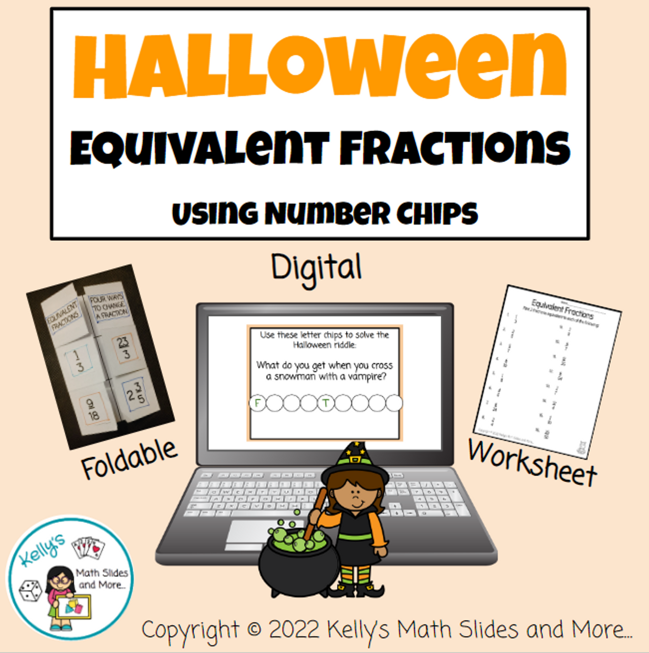 Halloween Equivalent Fractions with Number Chips - Digital and ...