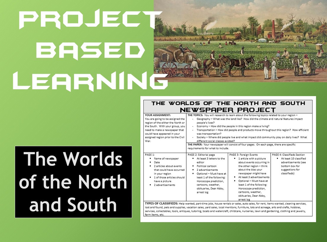 Causes of the Civil War PBL: Worlds of the North and South Newspaper ...