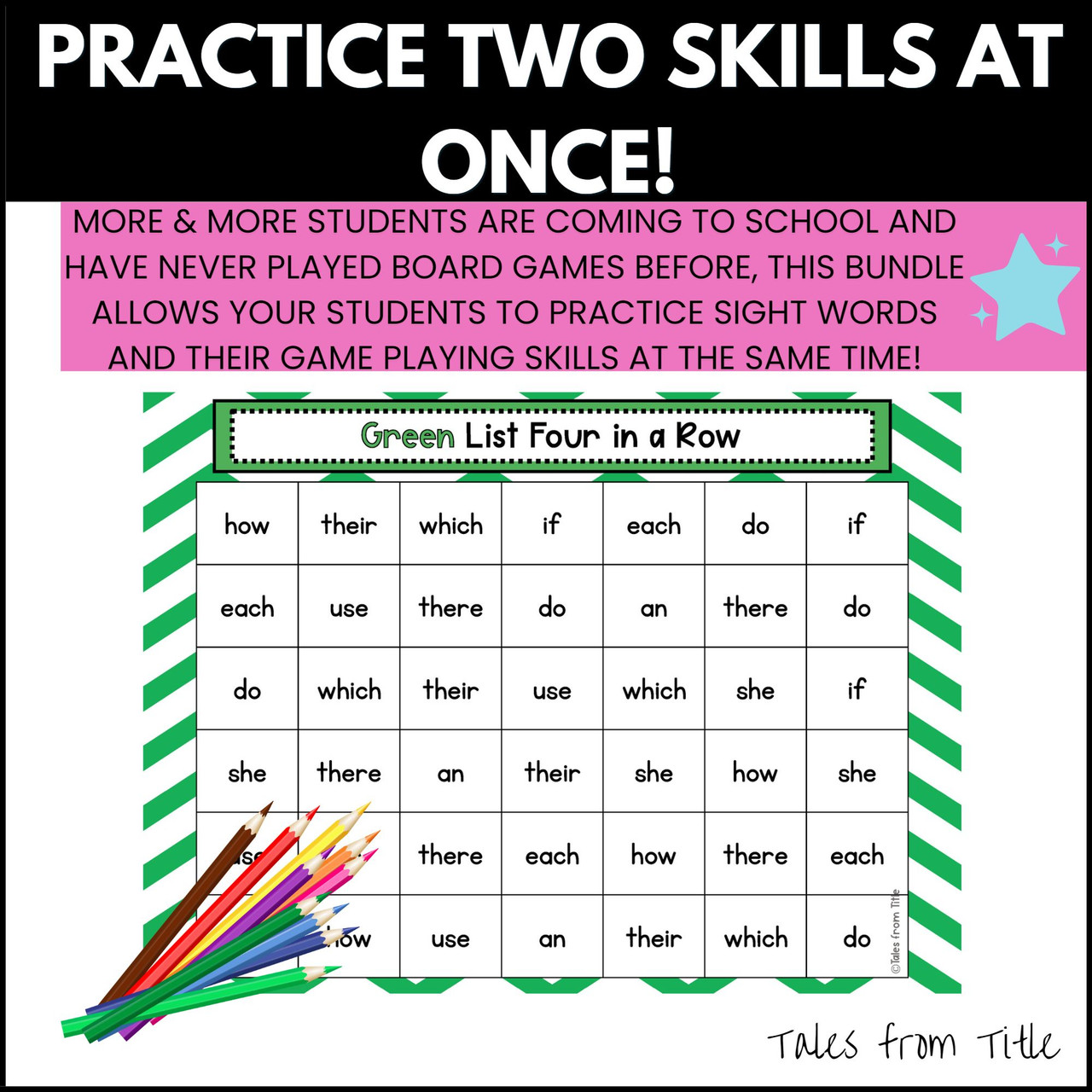 Fry Sight Word Game Bundle: Four in a Row: Words 1 - 100 - Printable