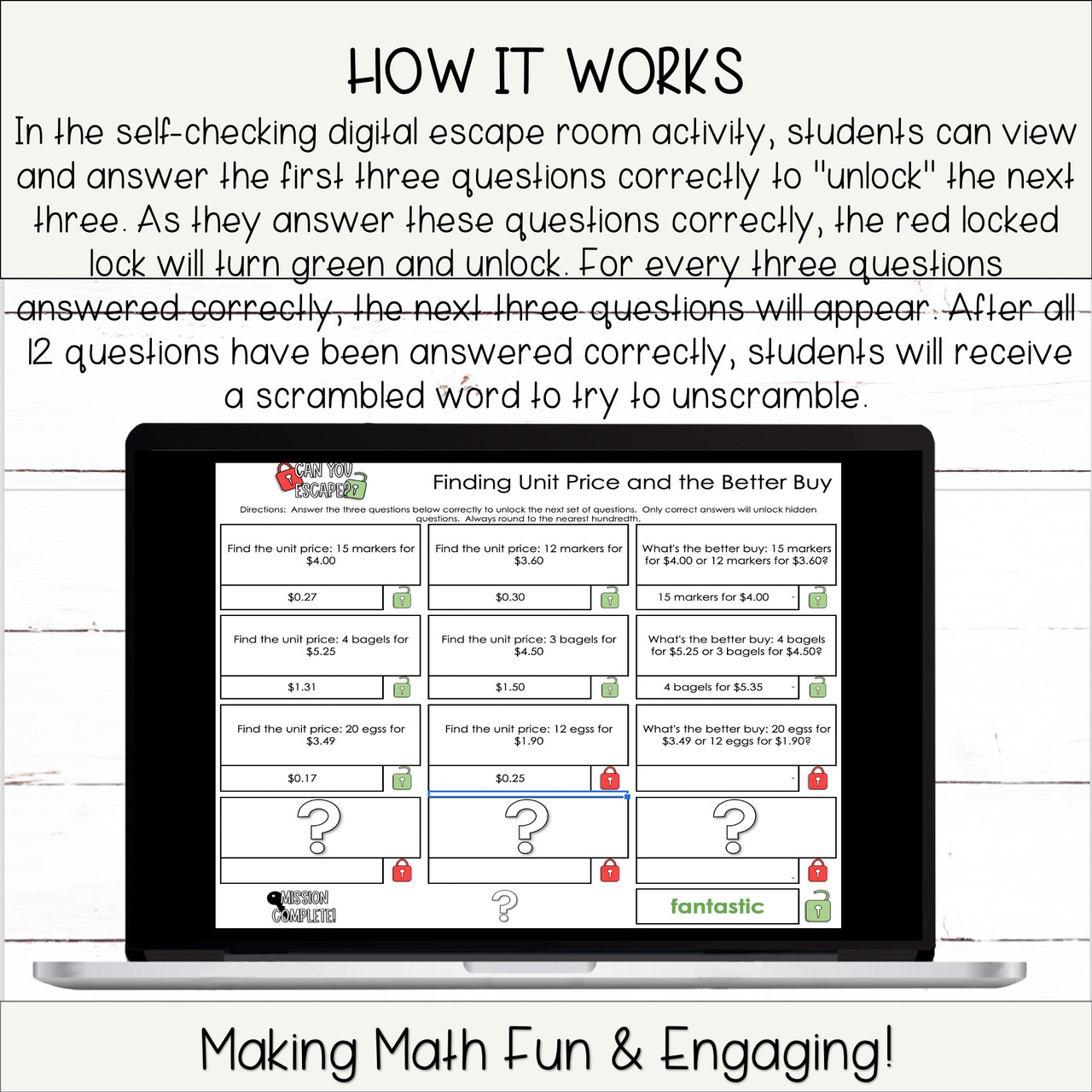 Unit Price and the Better Buy Digital Self-Checking Escape Room ...