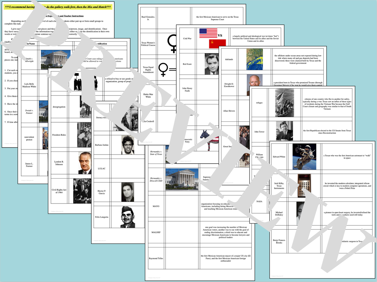 Texas During the Cold War Gallery Walk and Mix and Match Review