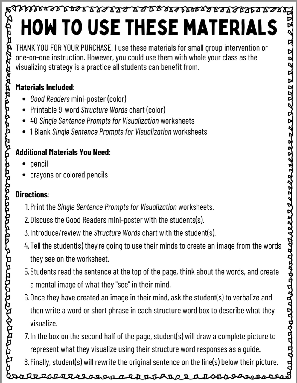 Draw to Visualize Text: Simple Sentences for Reading, Speech, Language ...