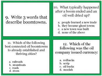 Progressive Era and Age of Oil Task Cards for Texas History