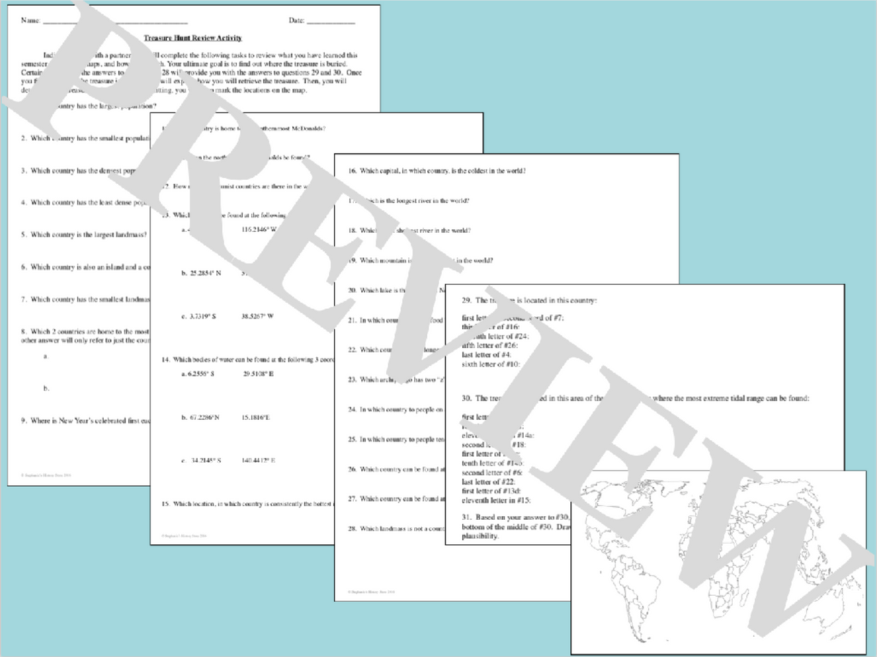 Geography Map and Research Skills Activity