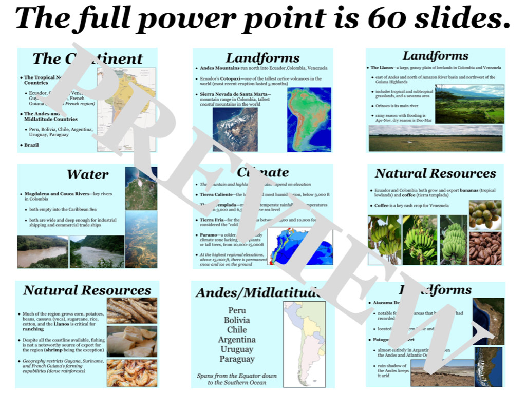 South America's Physical Geography PowerPoint and Note Guide