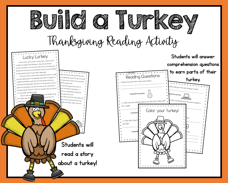 Thanksgiving Reading Comprehension Passage and Questions 1st 2nd 3rd Grade