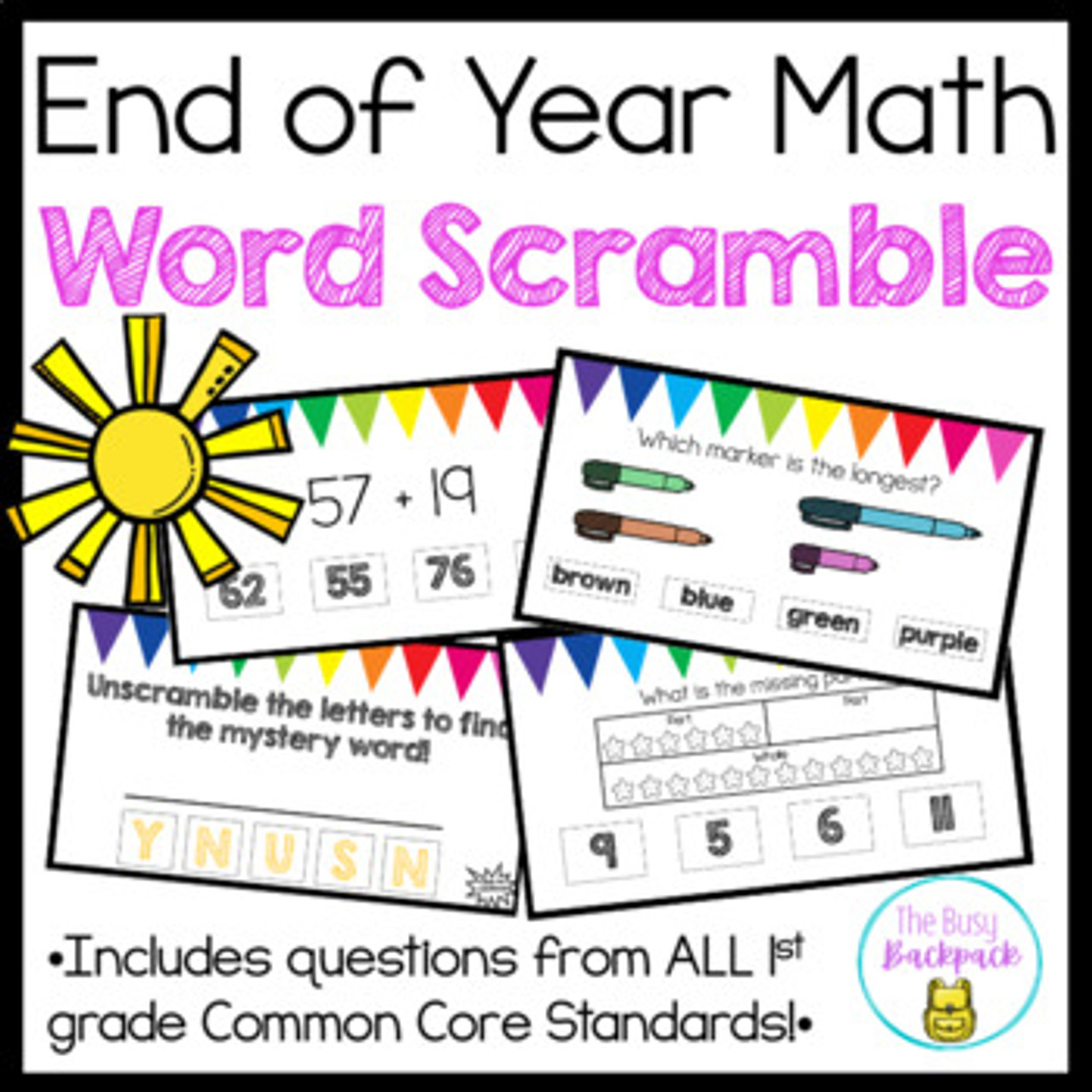 1st Grade End of the Year Math Review Digital Game