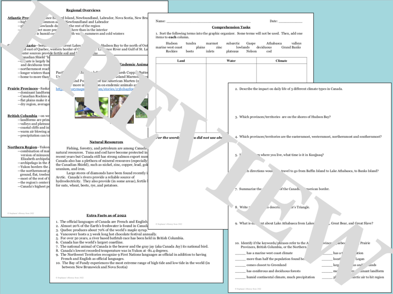 Physical Geography of Canada Learning Packet