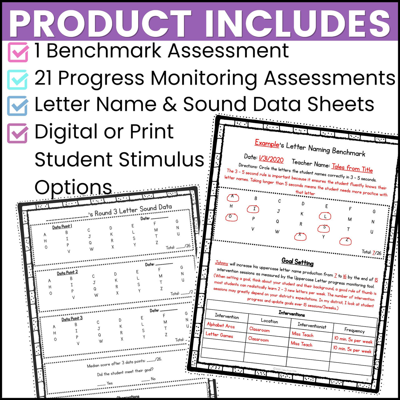 Uppercase Letter Benchmark & Progress Monitoring Assessment for Names ...