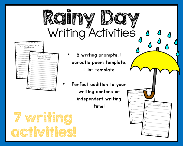 Writing Activity Pack Rainy Day 1st 2nd 3rd Grade