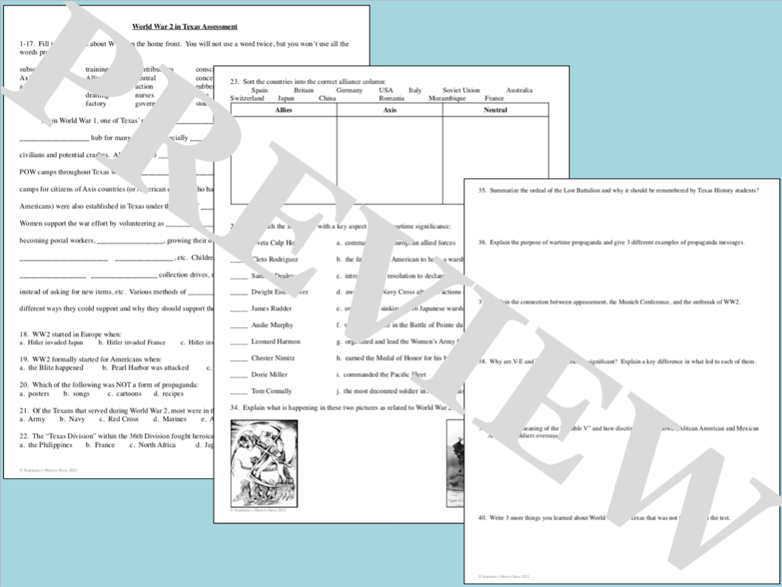 Texas During World War 2 Test