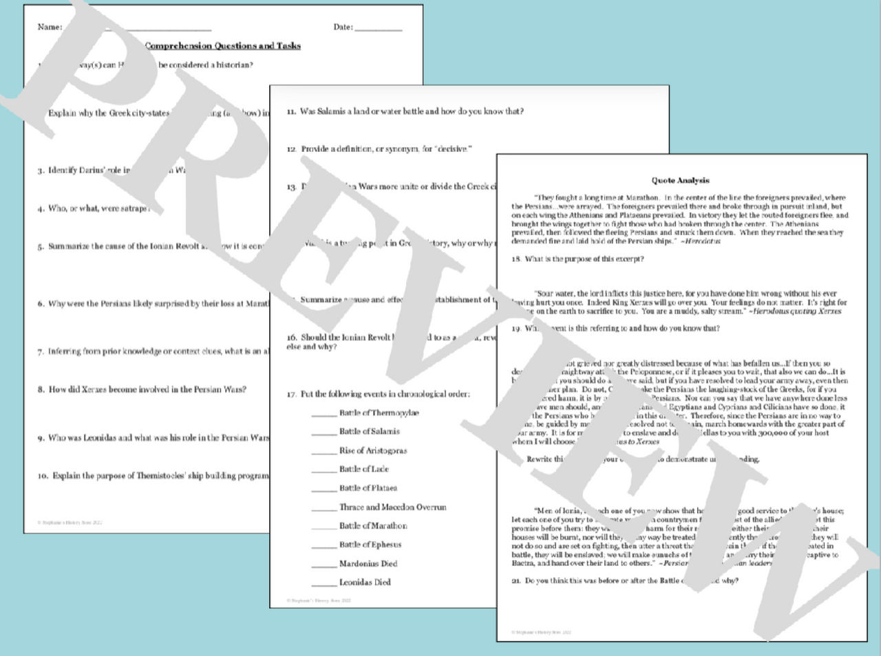 The Persian Wars Learning Packet