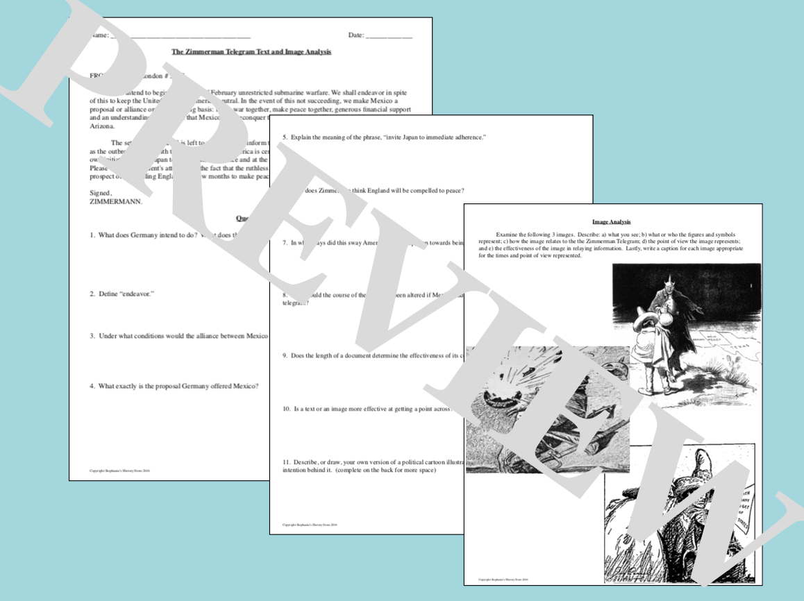 The Zimmerman Note Primary Source and Image Analysis