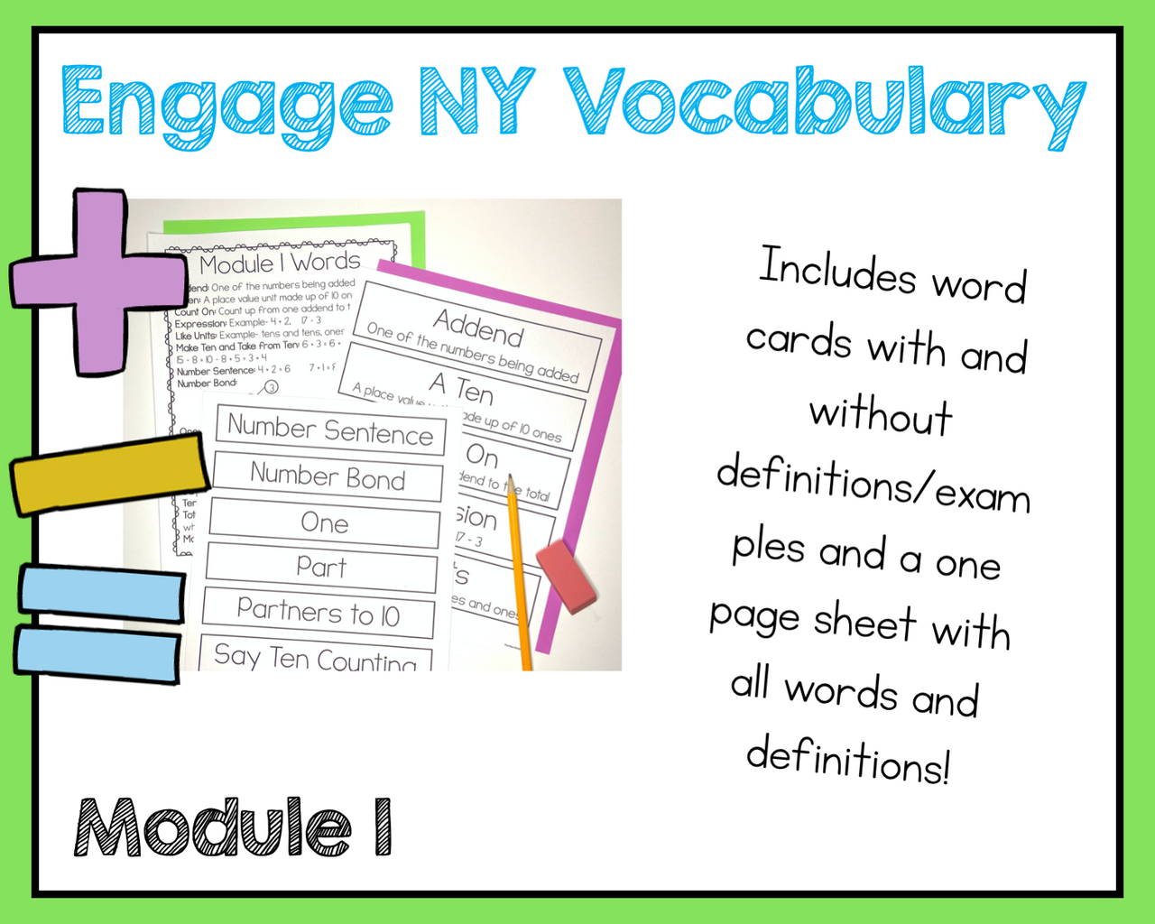 Engage NY / Eureka Math 2nd Grade Module 1 - Vocabulary