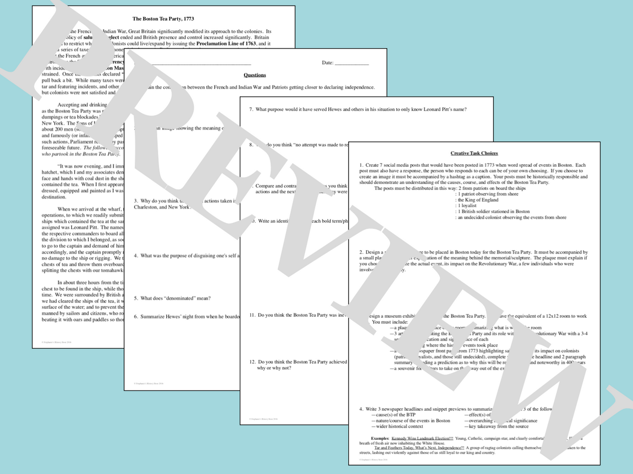 The Boston Tea Party Primary Source and Image Analysis