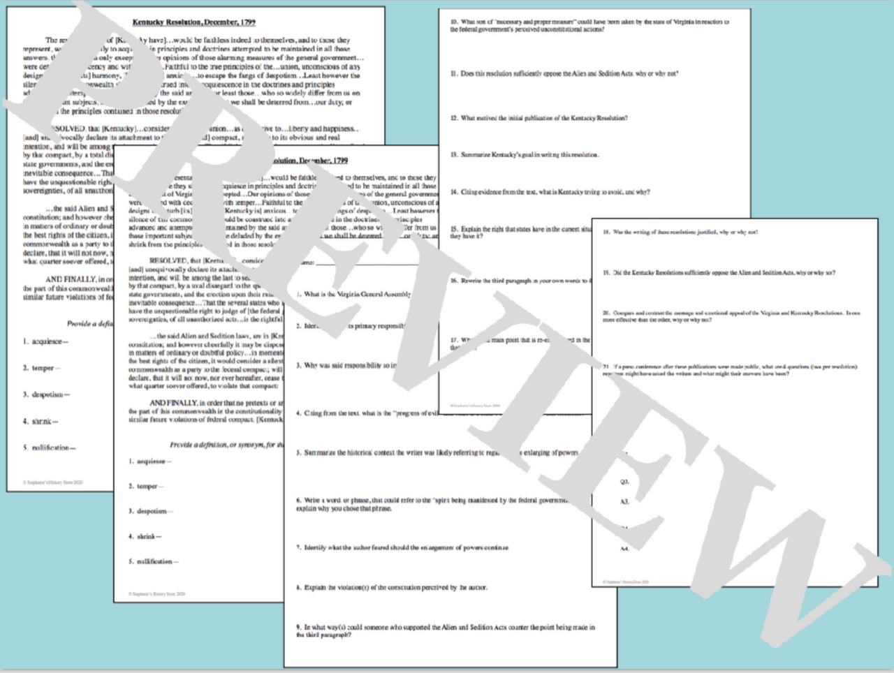 The Virginia and Kentucky Resolutions Primary Source Analysis