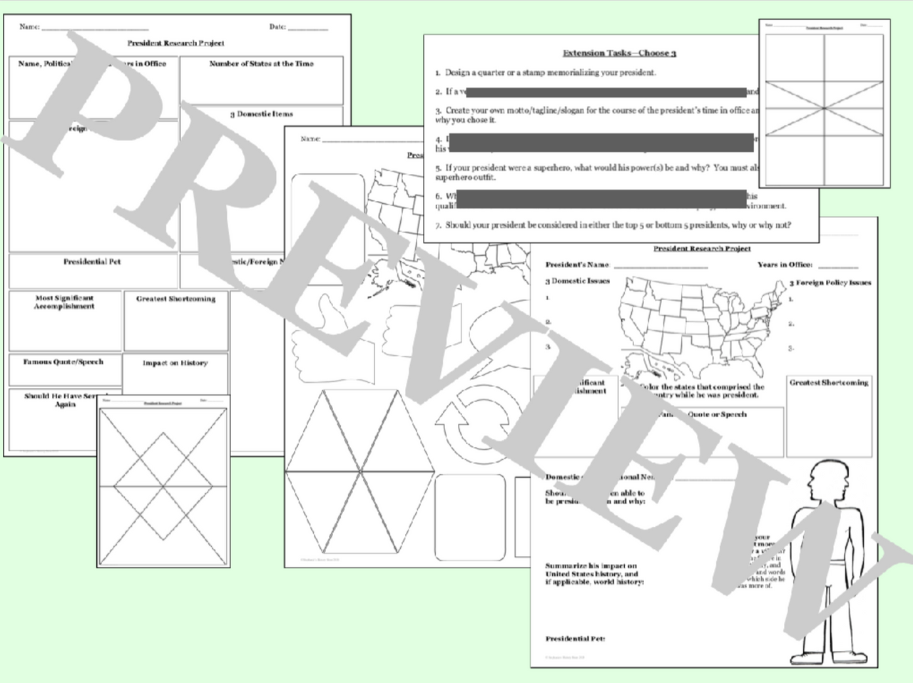 Presidents Research Project Graphic Organizers
