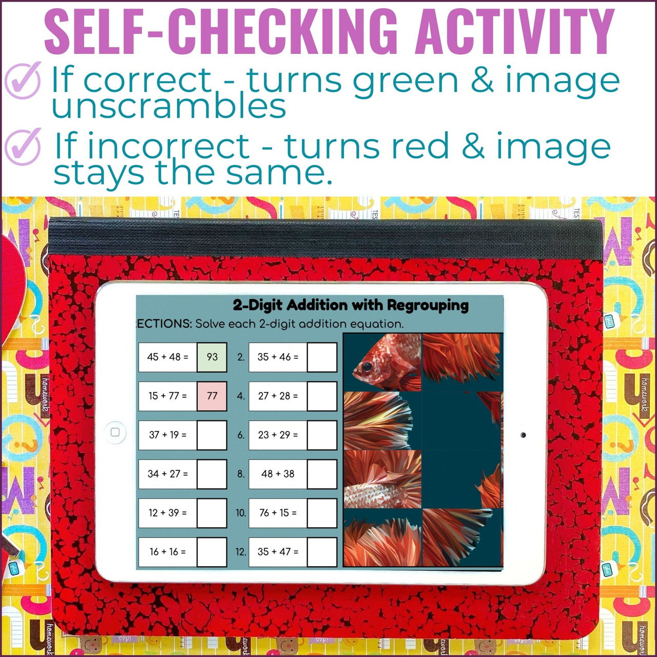 2 Digit Addition with Regrouping Math Scramble Puzzle Pixel Art - Amped ...
