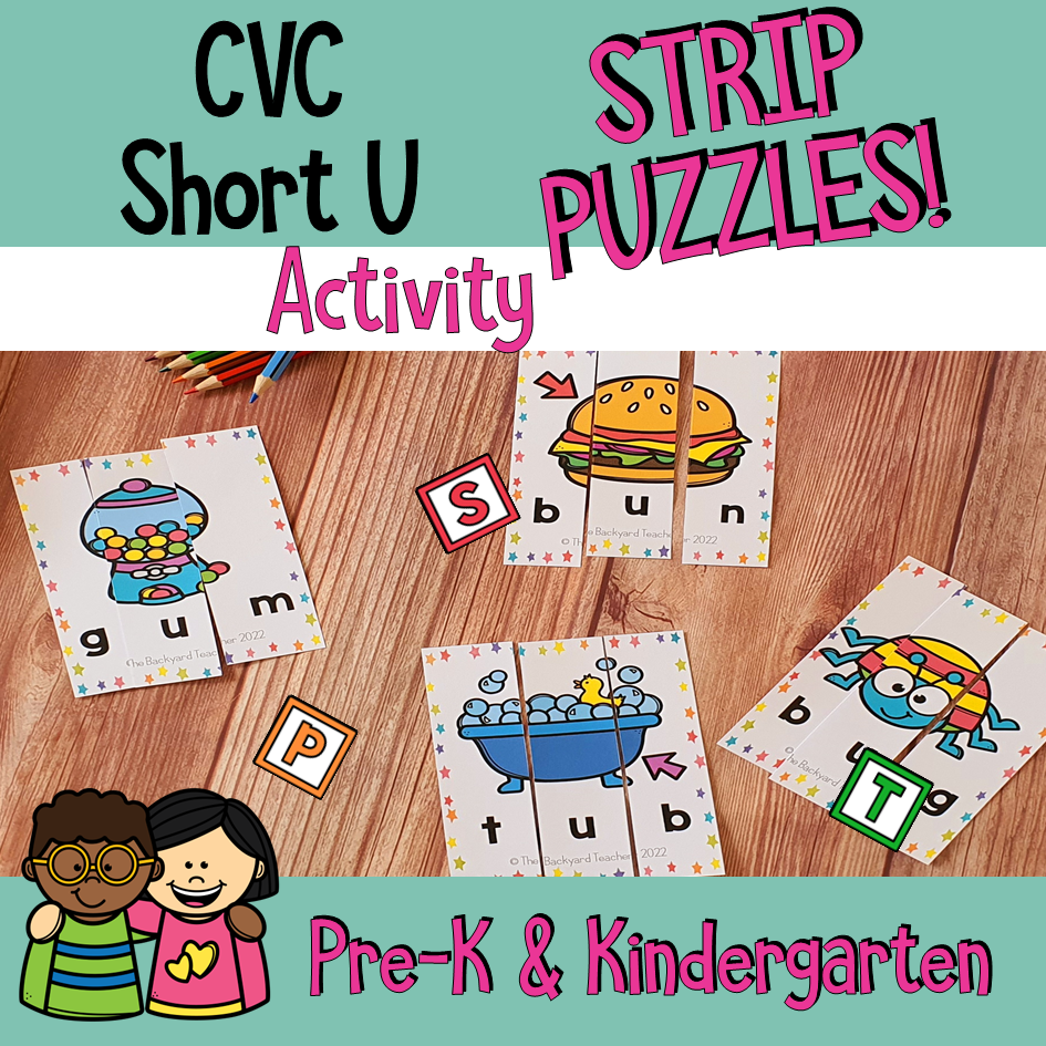 CVC Short Vowels Strip Puzzles Bundle for Pre K and Kindergarten ...