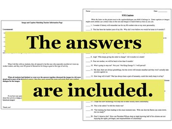 World War 1 Primary Source Image Activity