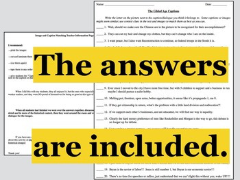 The Gilded Age Primary Source Image Activity