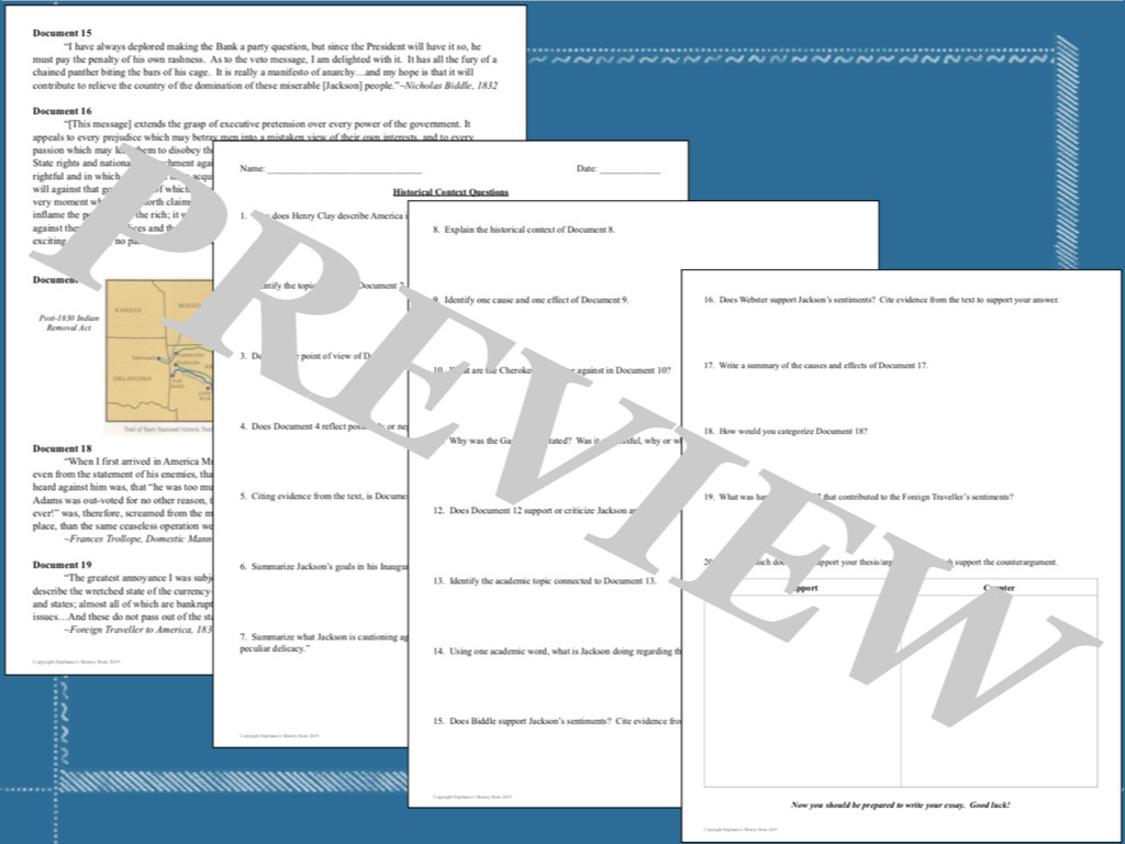 President Andrew Jackson DBQ