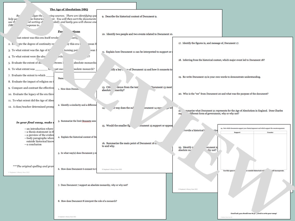Age of Absolutism DBQ