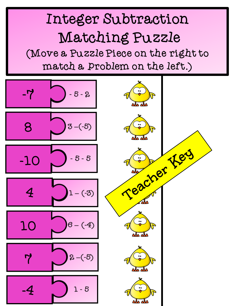 Easter Integer Addition and Subtraction Matching Puzzle Pieces - Amped ...