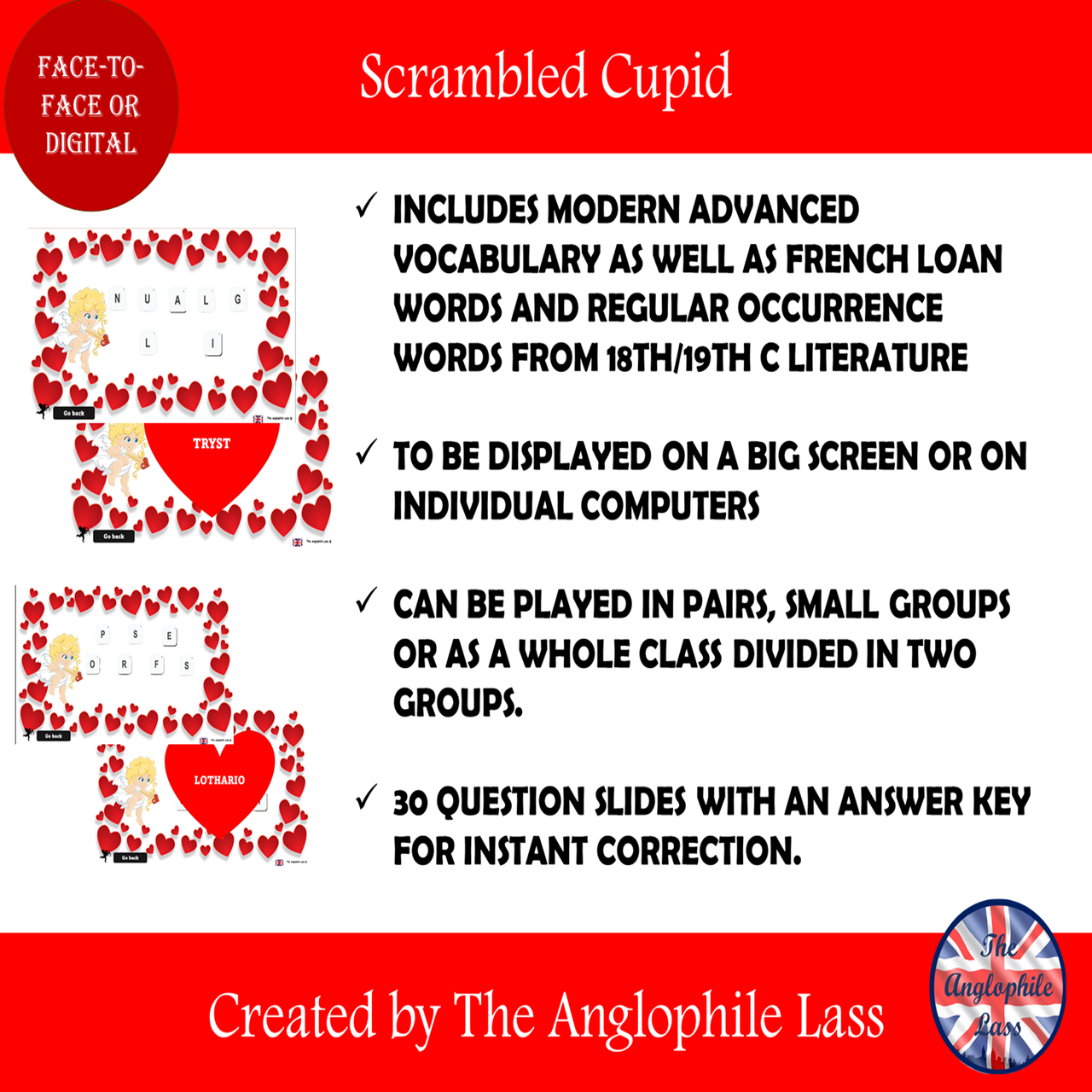 Valentine's day vocabulary game | Digital unscramble| Grade 11 - 12 ...